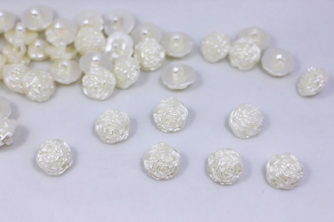 Rose Shank Buttons, Pearl White Color, Flower Floral Shaped, Elegant ...