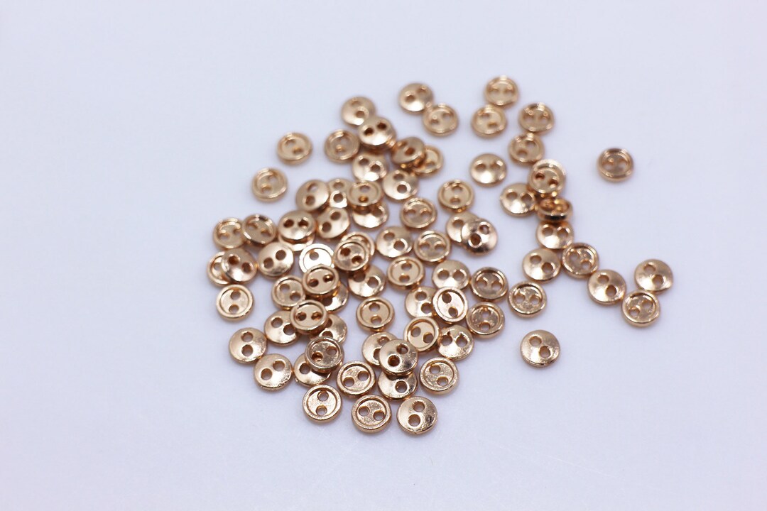 Tiny Rose Gold Metal Button, Extra Small Mini Size, Golden Color, Two ...