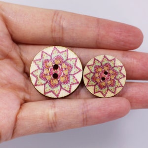 Vintage Style BOHO Wooden Button, Floral Pattern Button, Bohemian ...