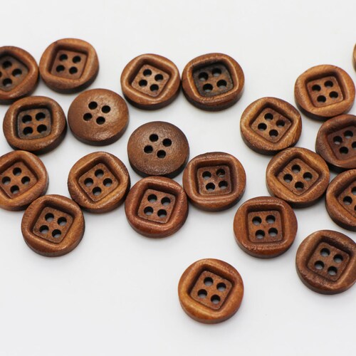 Tiny Dark Brown Wooden Button Small Natural Wood Buttons - Etsy