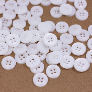 Frosted White Buttons, Wide Edge, for Sewing Blouse Shirt Pajamas, Four ...