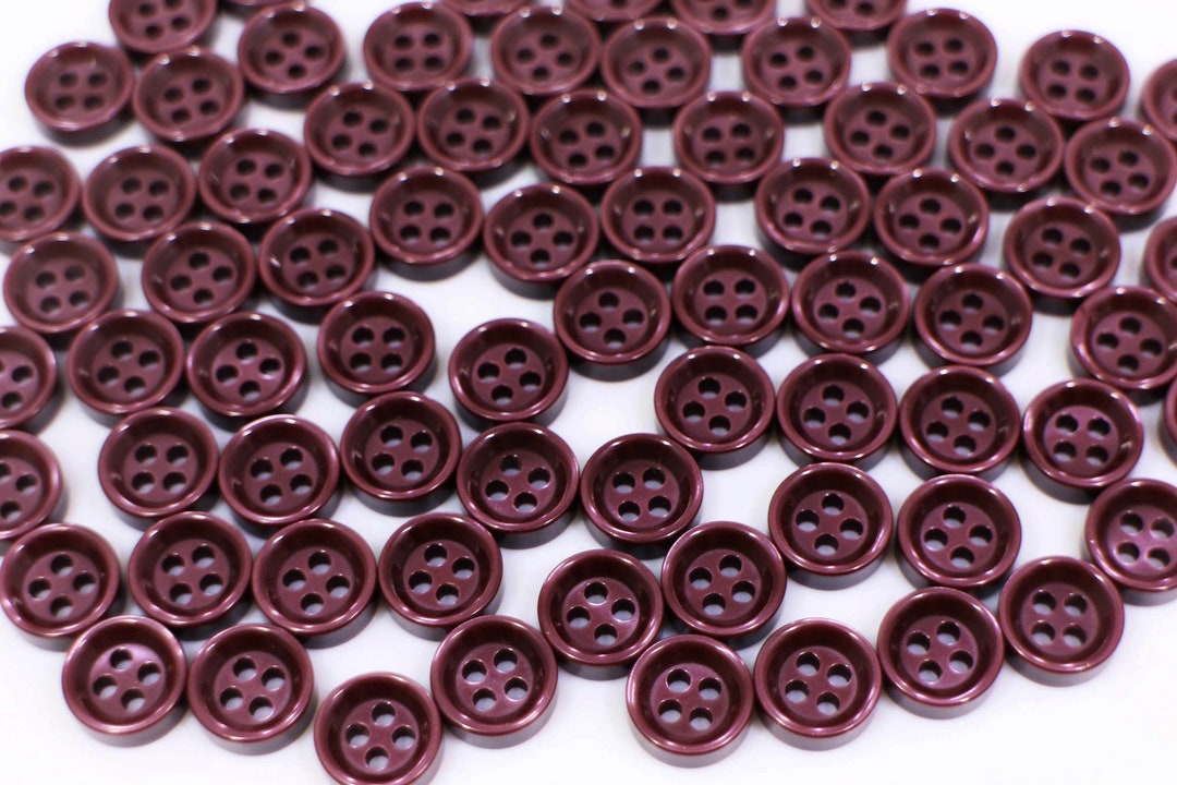 Dark Red Button, Small Size, Burdungy Red Color, Four Holes, for Shirt ...