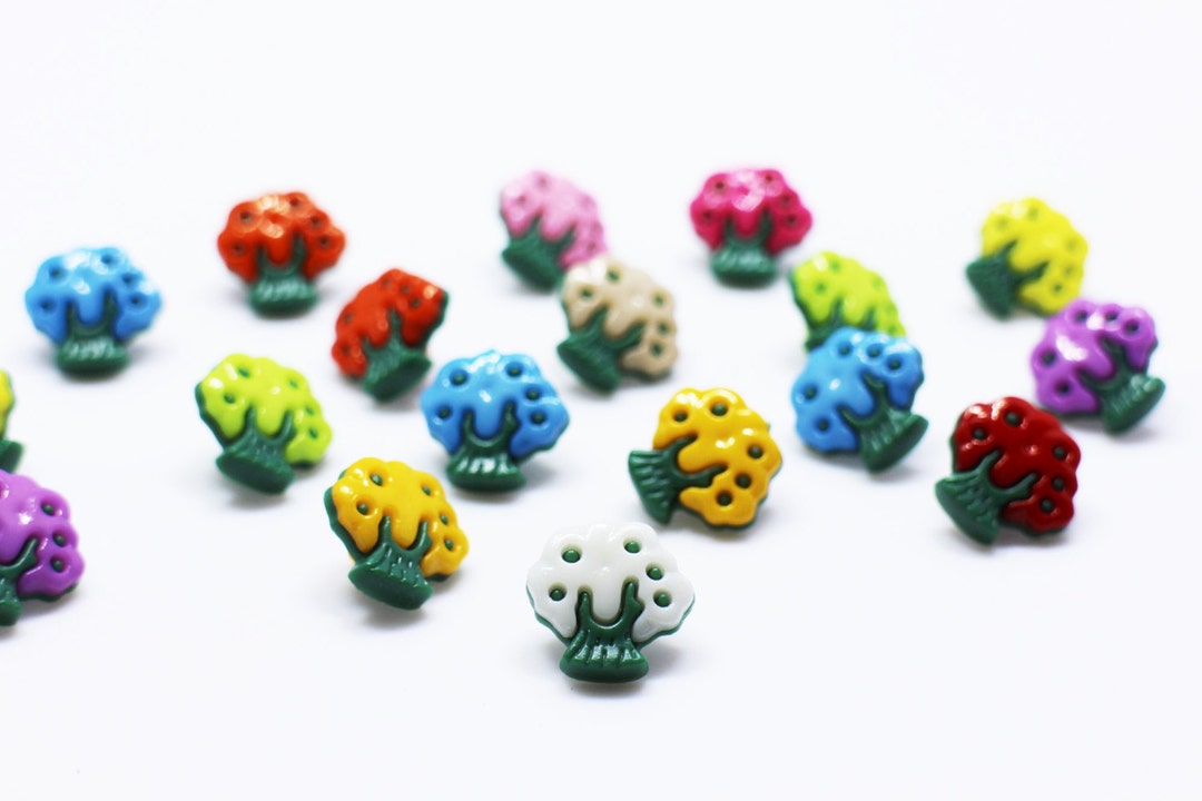 Tree Shank Buttons, Trees Shape, Mixed Color Colorful, Made of Plastic ...