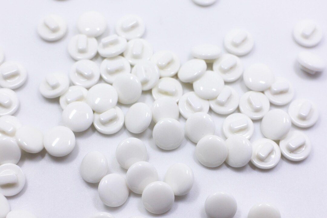 Small White Shank Button, Glossy Finish, Solid Color, Round Shaped, for ...