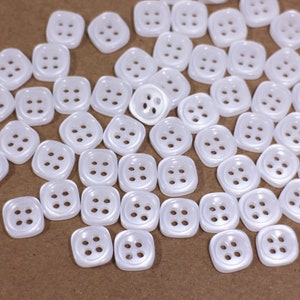White Square Shape Button, Four Holes, Solid White Bottom, Shiny White Top,for Sewing Business ...