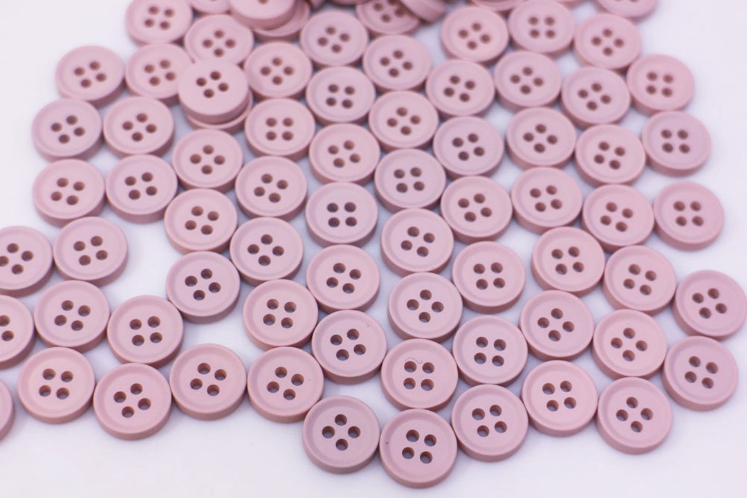 Matte Light Pink Buttons, Pastel Pink Solid Color, Four Hole, Thin ...