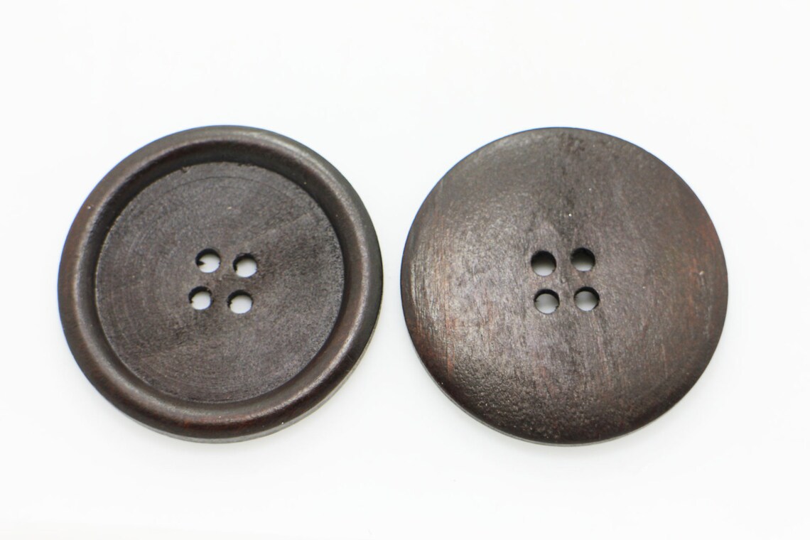 5 Extra Large Dark Brown Wooden Button Coat Button - Etsy