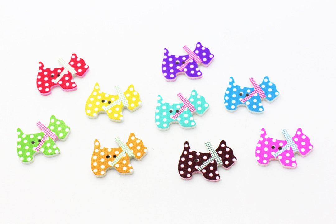 Dog Wooden Button, Children Button, Baby Button, Puppy Button, Polka ...