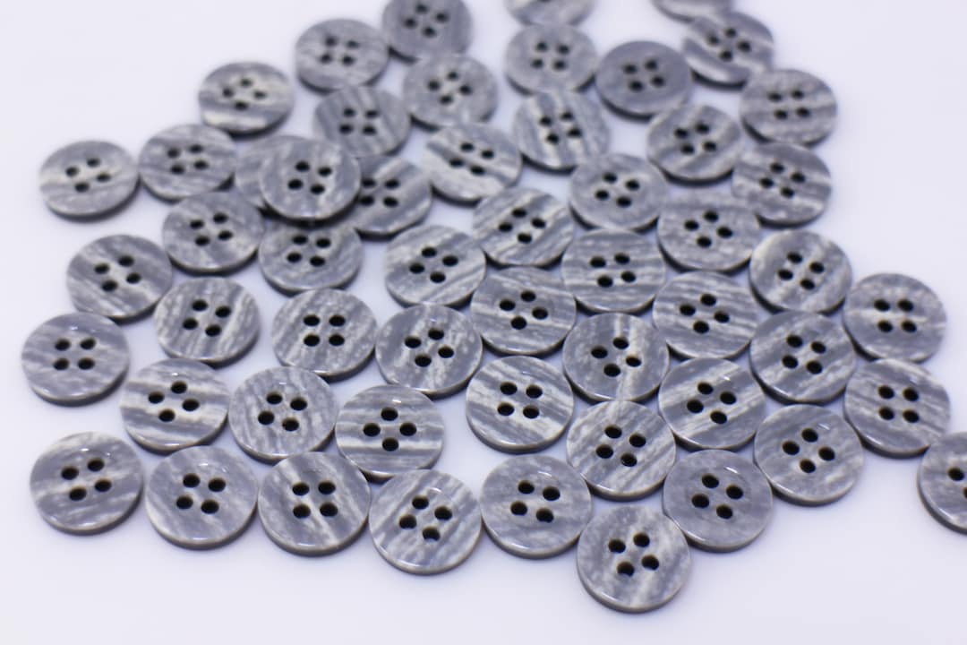 Gray Marble Pattern Buttons, Light Grey Color, Flat Top, Four Holes ...