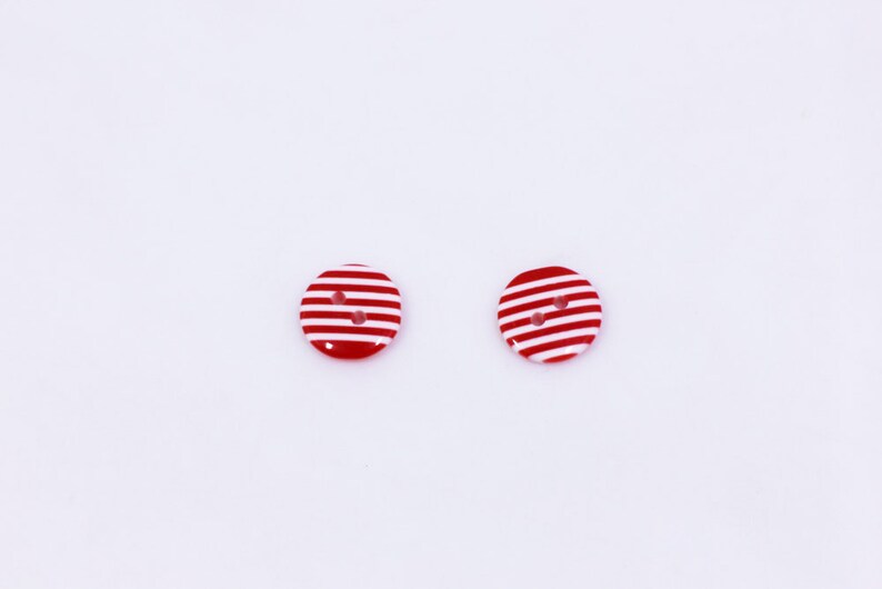 Red Striped Button, Red and White Color, Two Holes, Smooth Edge, for ...