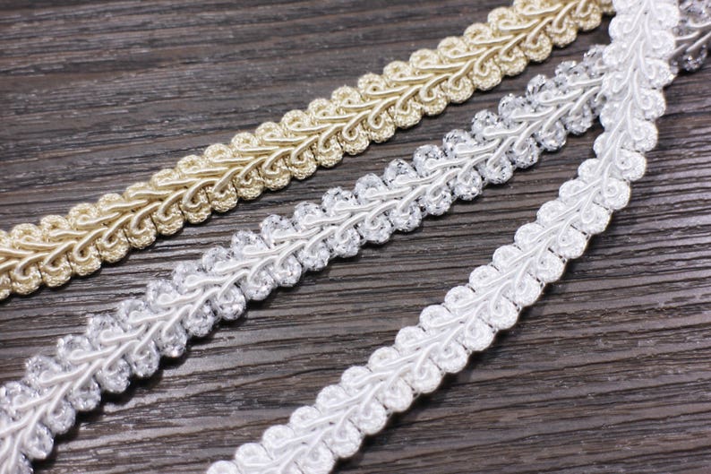 French Gimp Braid Trims, 7/16inch Wide, 3 Colors, White Silver Bronze ...