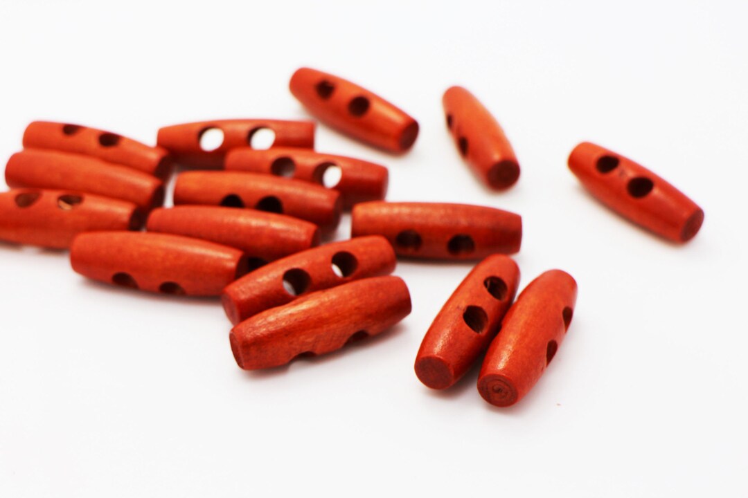 Brown Red Wooden Toggle Button, Two Holes, for Making Winter Duffel ...