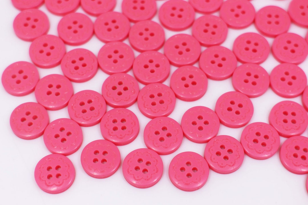 Pink Floral Button Hot Pink Flower Button Small Four Holes - Etsy
