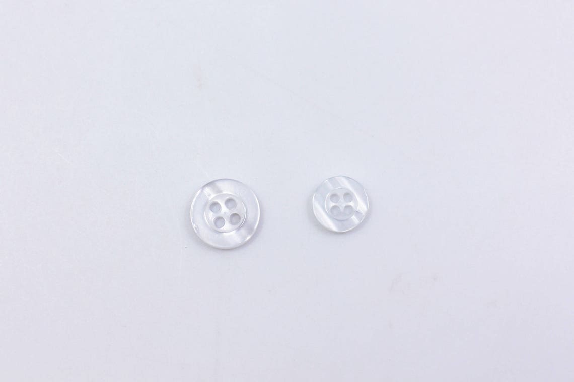 50 Shiny White Button Four Holes Raised Edge Buttons | Etsy