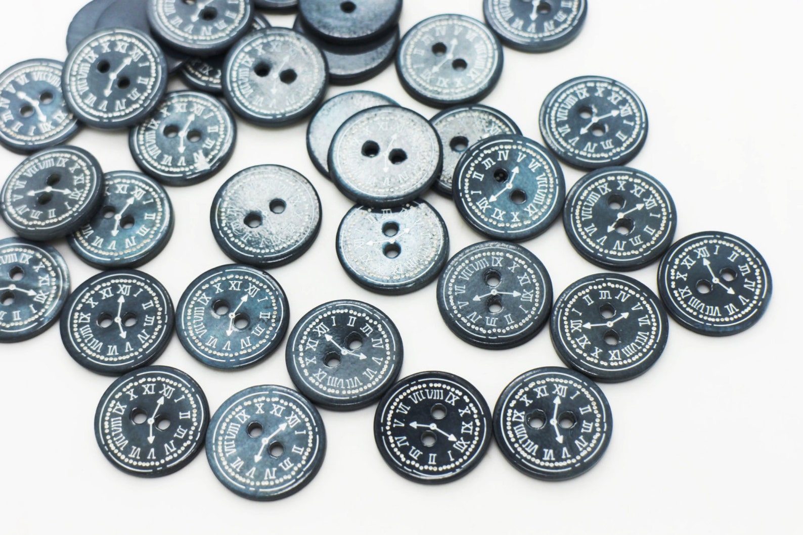 Dark Blue Clock Shell Button, Sea Shell Button, Navy Button, Reto Clock ...