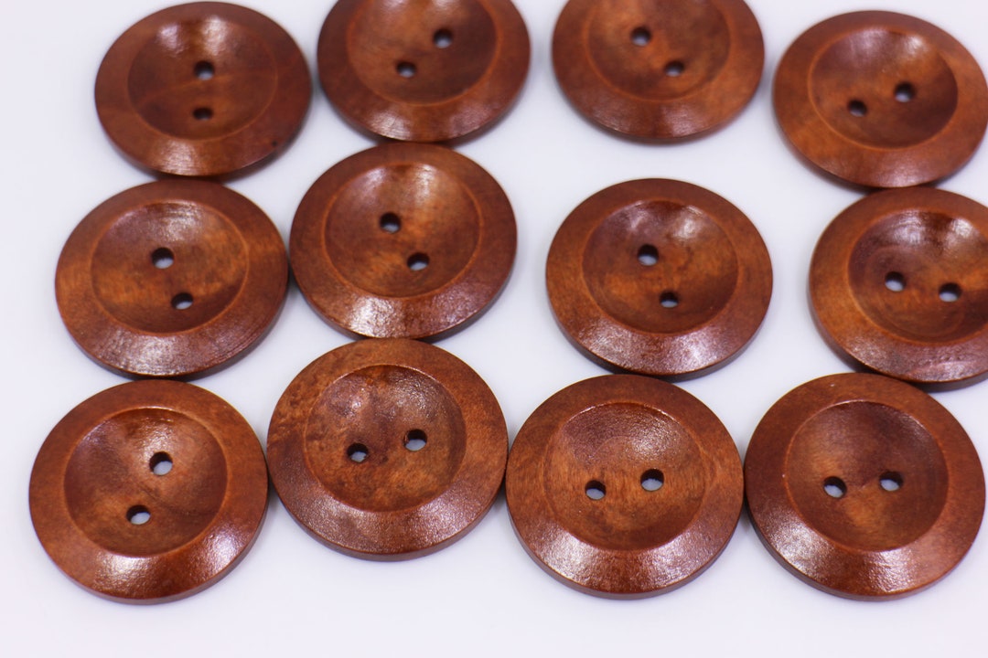 Large Red Brown Wooden Button, Big Huge Size, Natural Wood Made, Two ...