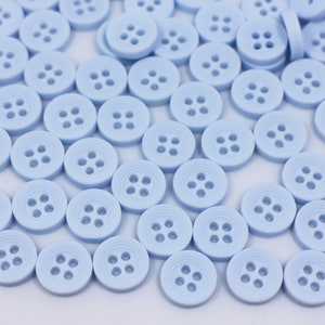 Matte Light Blue Buttons, Pastel Blue Solid Color, Four Holes, Made of ...