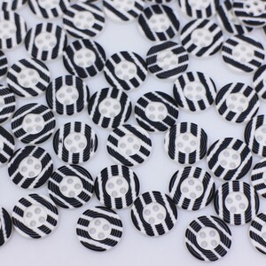 Black and White Striped Button, Four Holes, Stylish Cool, Small Size ...