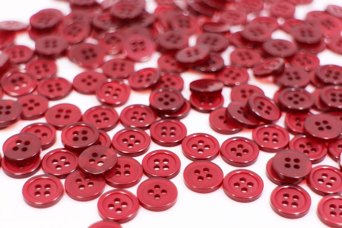 50 Pcs Burgundy Red Button Four Holes Small Size Raised - Etsy