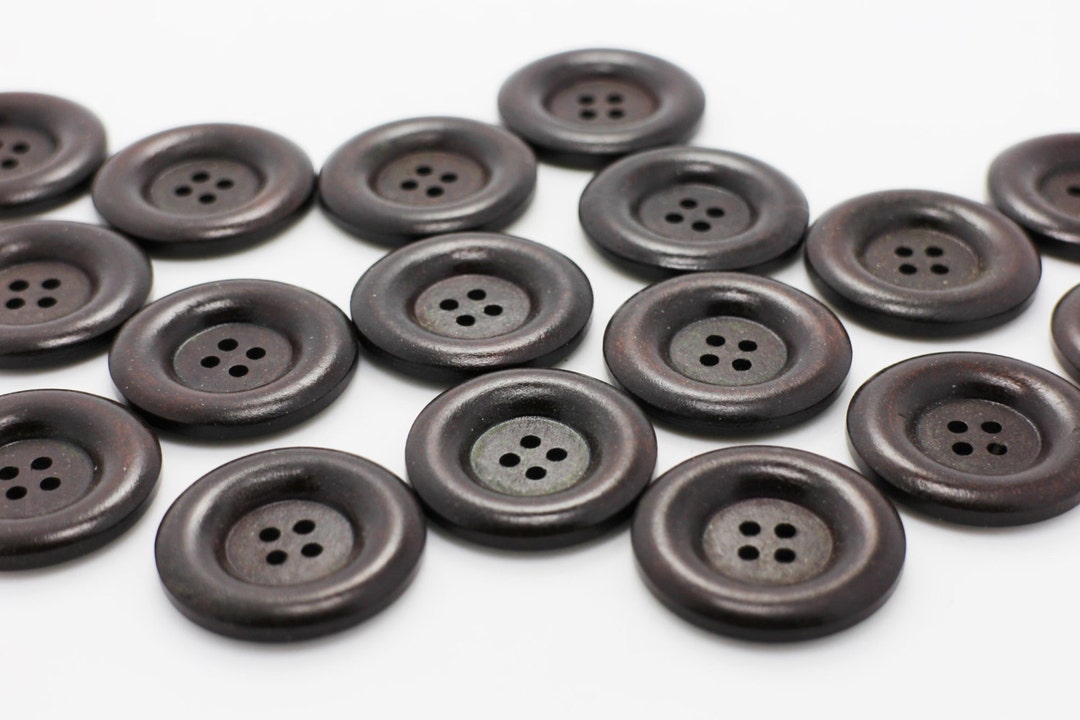 Large Dark Brown Wooden Button, 30mm, 1.18inch, Raised Wide Edge, Dark ...