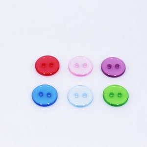 50pcs Neon Green Clear Button, Transparent, Small Size, Two Holes, Made ...
