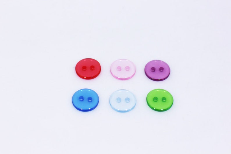 50pcs Neon Green Clear Button, Transparent, Small Size, Two Holes, Made ...