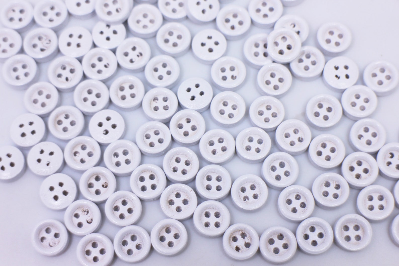 Tiny White Wooden Button, Small Natural Wood Buttons, Four Holes Sewing ...