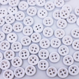 Tiny White Wooden Button, Small Natural Wood Buttons, Four Holes Sewing ...