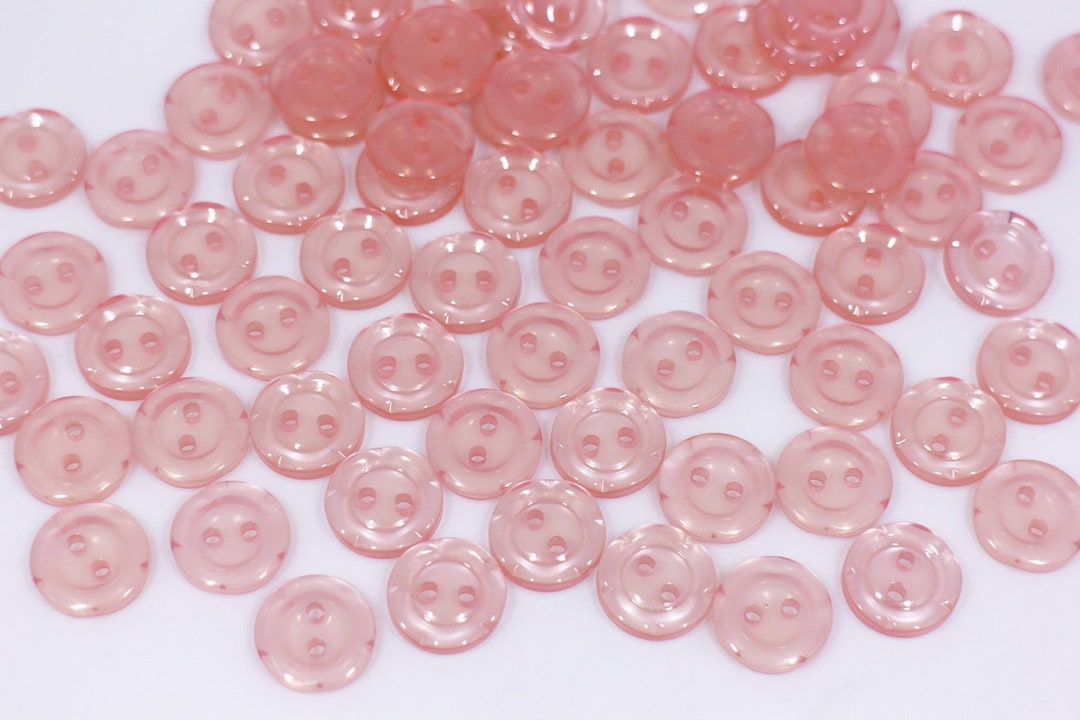 Pink Flower Buttons, Clear Transparent, Floral Shaped, Two Holes, for ...