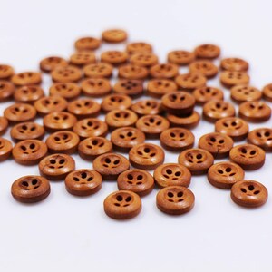 Mini Red Brown Wooden Button Extra Small Size Four Holes - Etsy