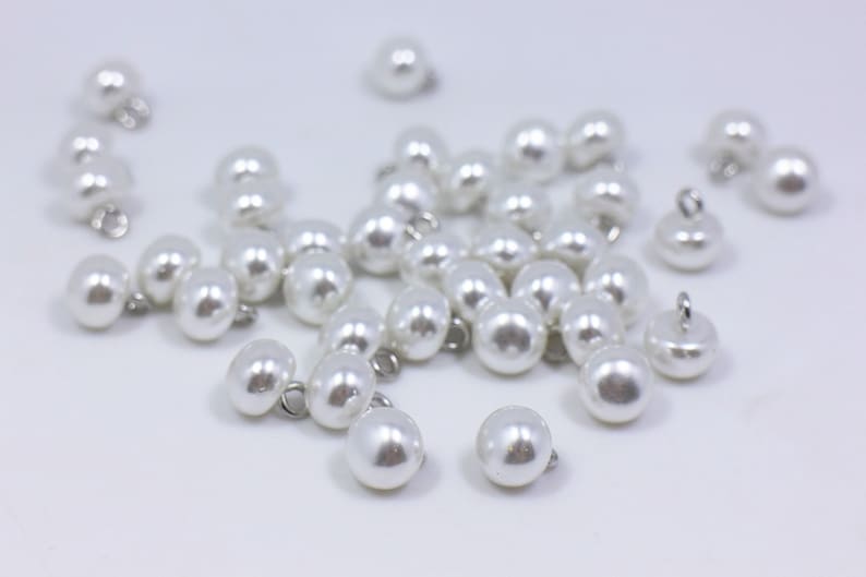 White Pearl Shank Buttons Pearl Buttons With Metal Shank - Etsy