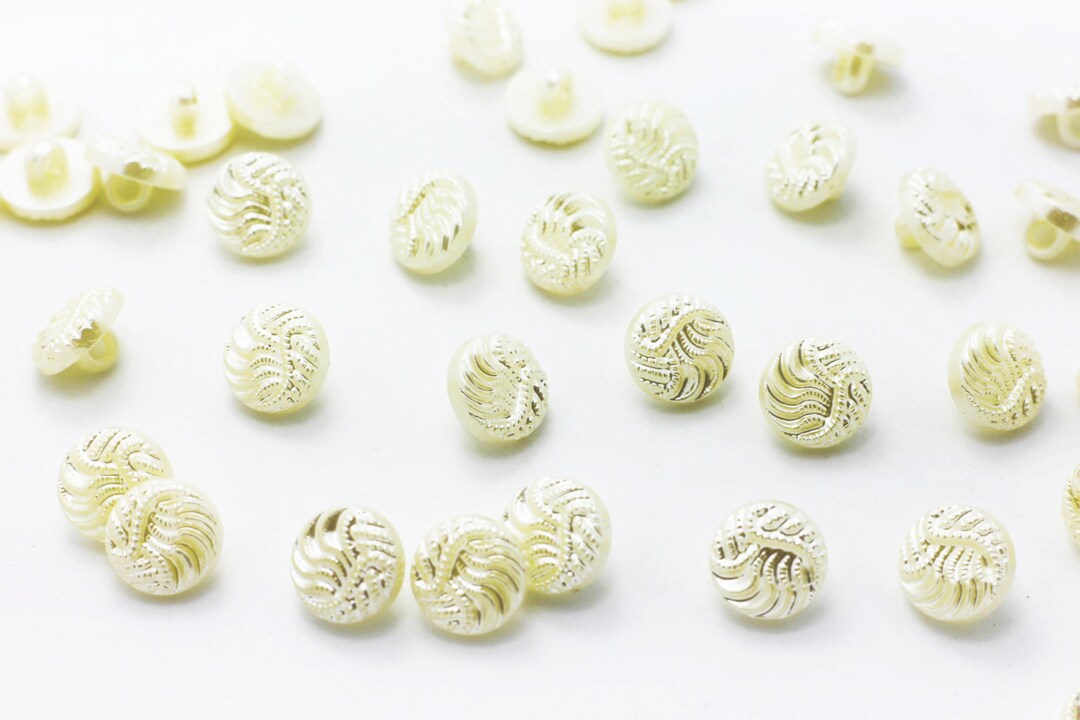 Cream White Knot Pattern Shank Button, Pearl White Color, Resin, for ...