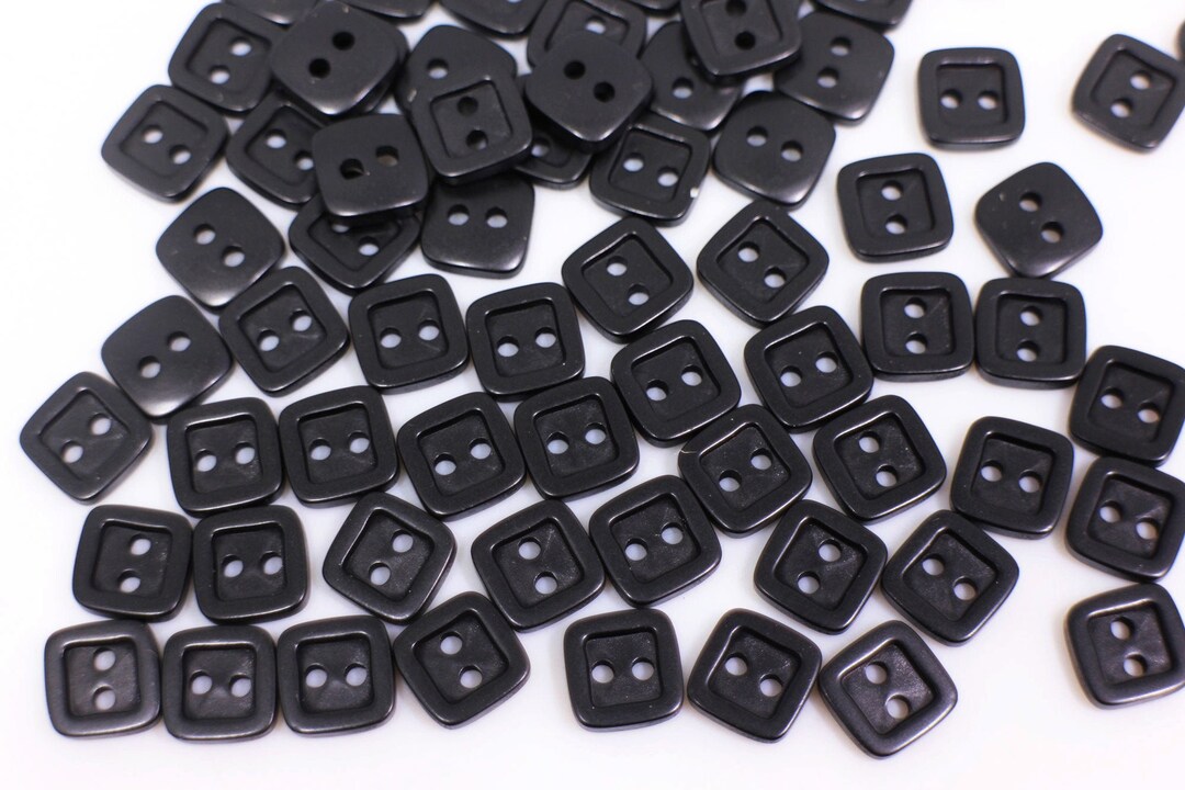 Matte Black Square Shape Buttons, Extra Small Size, Solid Color, Raised ...