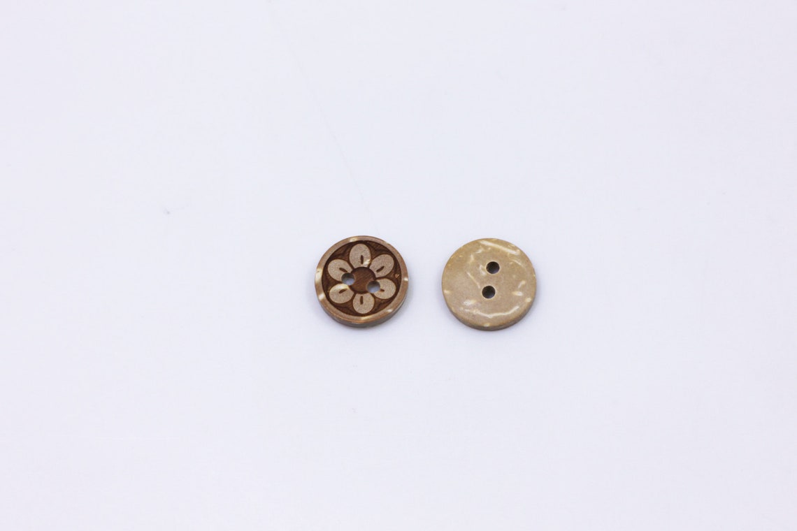 Flower Coconut Shell Buttons Floral Button Small Coconut - Etsy