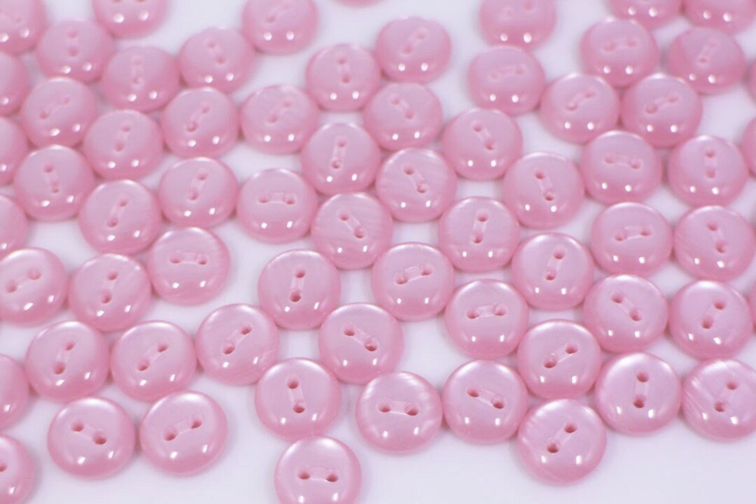 Shiny Pink Buttons, Light Pastel Pink Color, Two Holes, Thick, Smooth ...