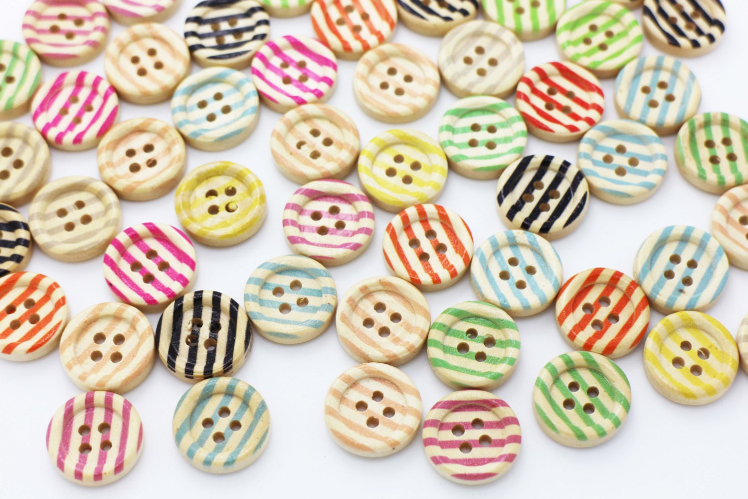 Striped Wooden Button Children Button Baby Button Rainbow - Etsy
