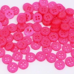 50 Hot Pink Button, Raised Edge, Semi-transparent, Neon Pink Color ...