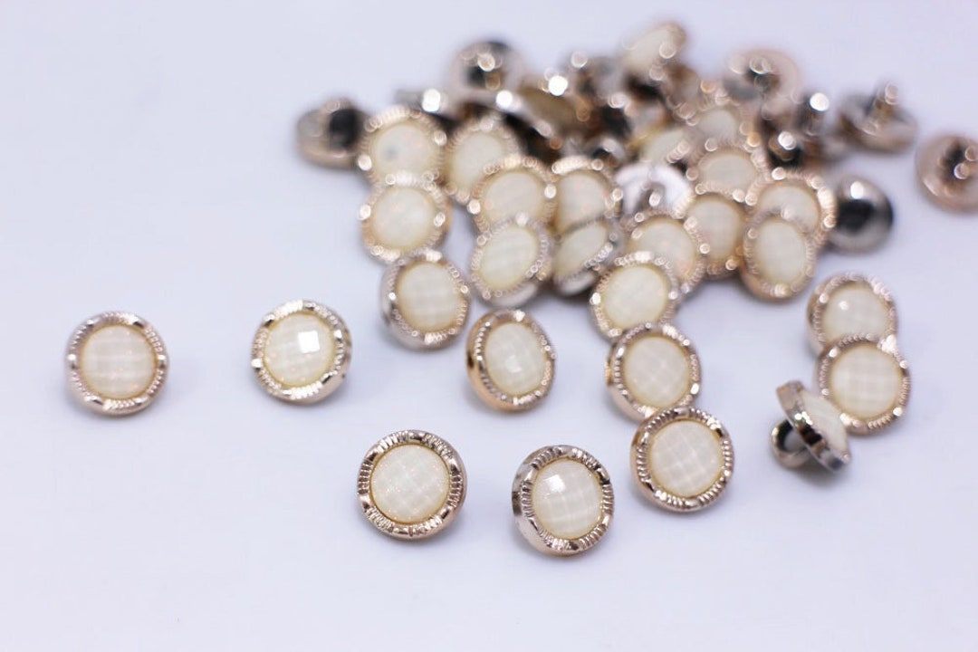 Ivory Shank Buttons, Cream White and Gold Color, Vintage Style, Made of ...