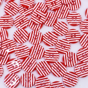 Red Striped Button, Red and White, Lined Pattern Button, Blouse Button ...