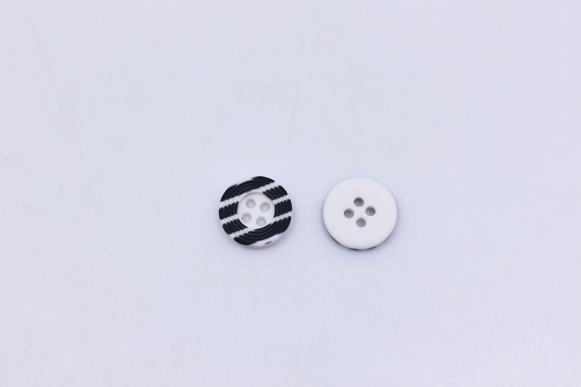 Black and White Striped Button, Four Holes, Stylish Cool, Small Size ...