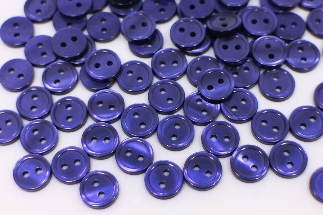 Dark Blue Buttons, Shiny Finish , Thin Raised Edge, Small Size, Two ...
