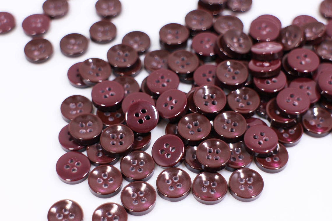 Dark Red Buttons, Wine Red Burgundy Color, Bowl Shape, Four Holes ...