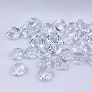 Clear Shank Buttons, Transparent, Round Mushroom Shape, Back Hole, Made ...