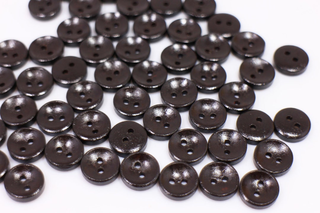 Dark Brown Wooden Button, Bowl Shape, 11mm, 0.43inch, 2 Holes, Raised ...