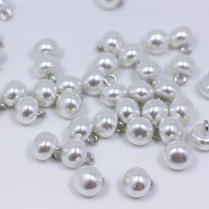 White Pearl Shank Buttons, Pearl Buttons With Silver Metal Shank, for ...