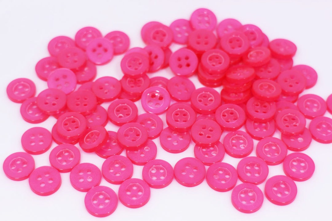 50 Hot Pink Button, Raised Edge, Semi-transparent, Neon Pink Color ...