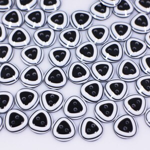 Black and White Triangle Buttons, Round Shape, Small Size, Two Holes ...