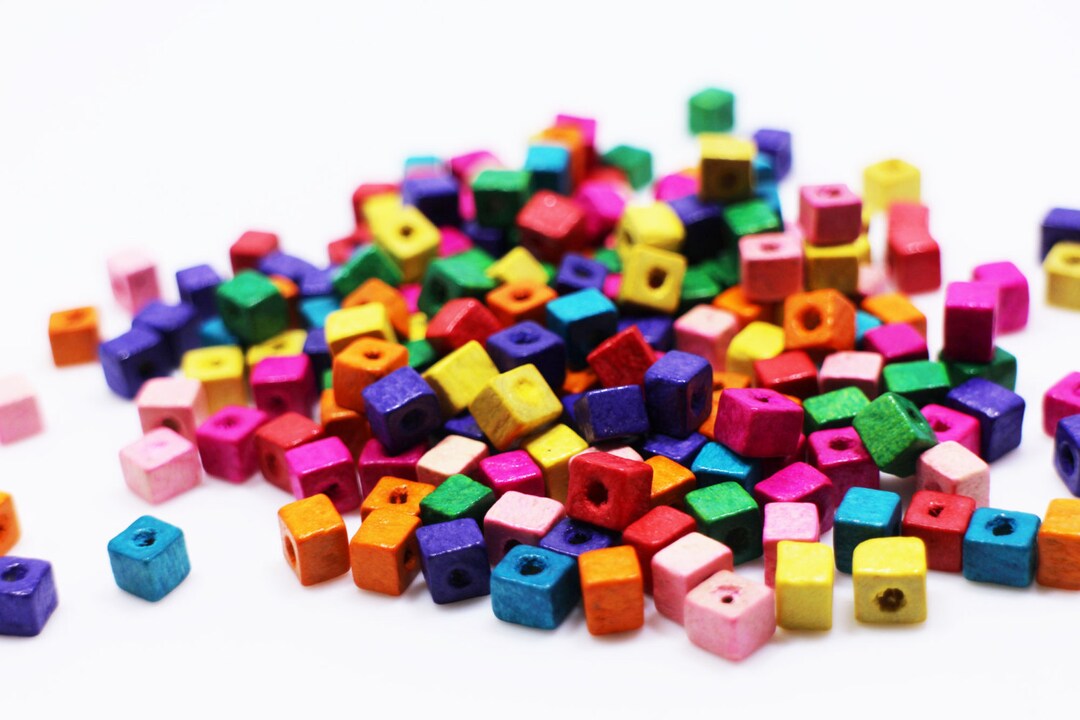 Mini Cube Wooden Bead, Bohemian Ethnic BOHO Style, Colorful Mix Color ...