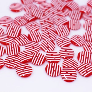 Red Striped Button, Red and White Color, Two Holes, Smooth Edge, for ...