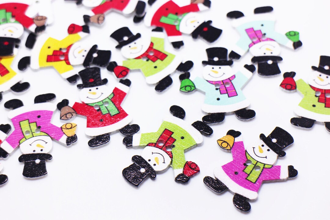Snowman Button, Christmas Button, Cartoon Xmas Button, Children Baby ...